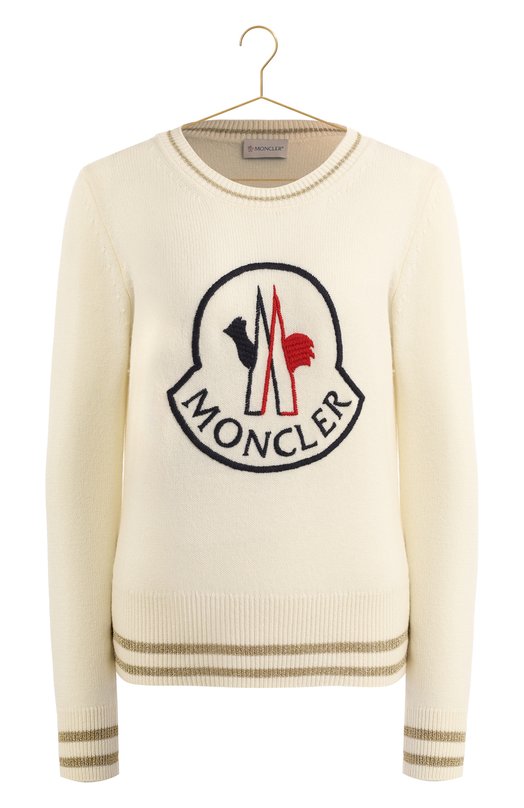 Пуловер из шерсти и кашемира Moncler, цвет Кремовый купить на ресейл ...