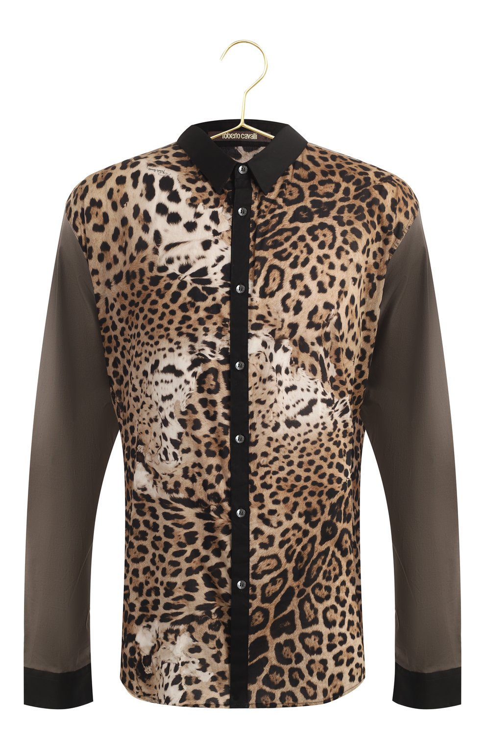 Хлопковая рубашка Roberto Cavalli, цвет Леопардовый купить на ресейл ...