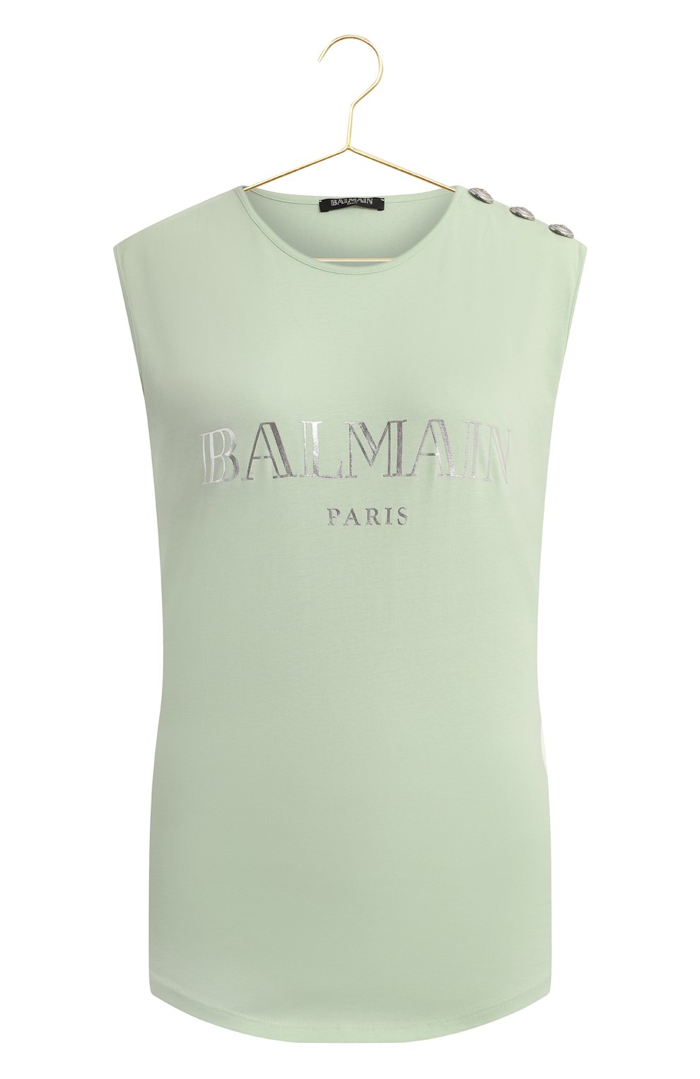 Хлопковая майка Balmain, цвет Зелёный купить на ресейл-платформе TSUM ...
